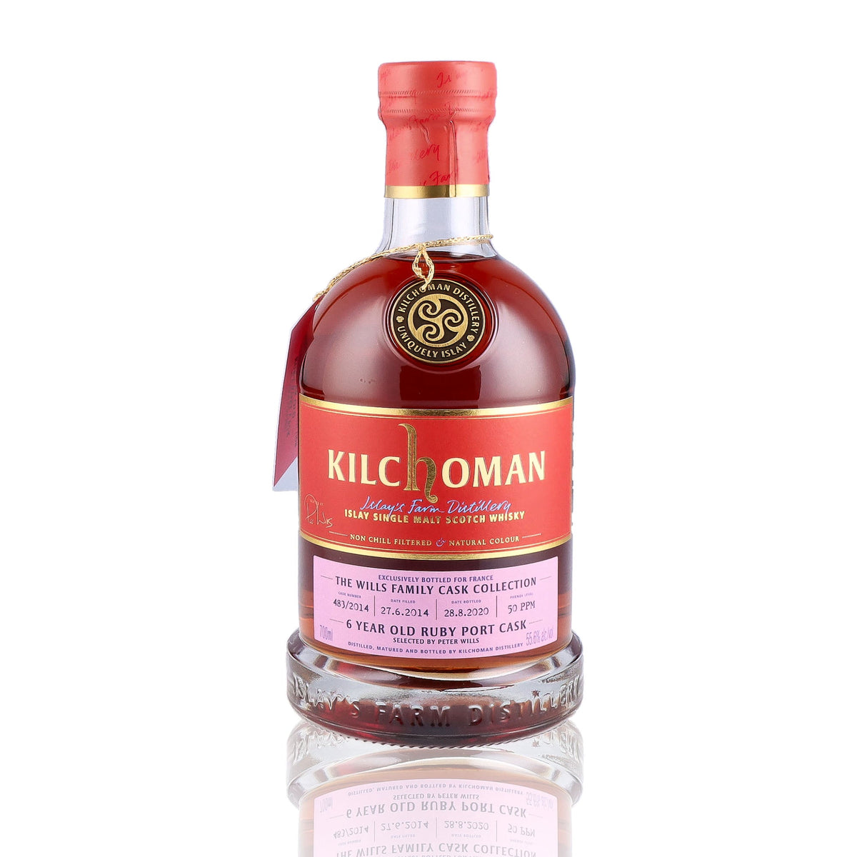 Scotch Whisky Tourbé KILCHOMAN 6 ans Ruby Port Cask 55,6% – Whisky Paris